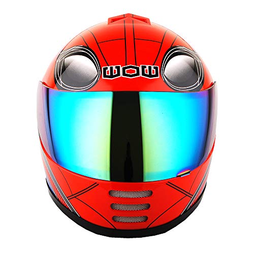 WOW Motorcycle Full Face Helmet Street Bike BMX MX Youth Kids Spider Red