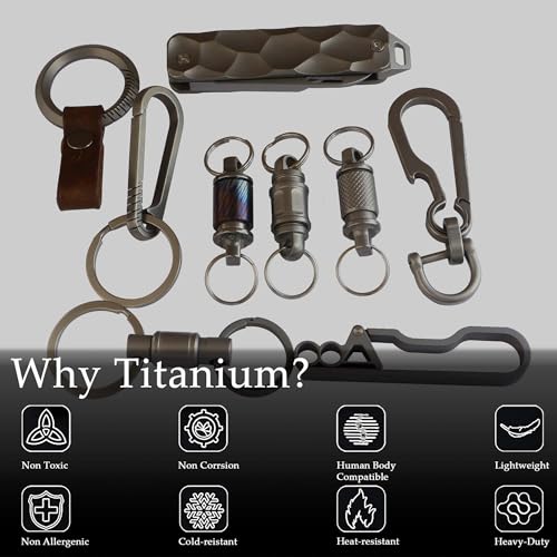 JVCOM Titanium Carabiner Keychain And Keyring, Bottle Opener Keychain, Duty Belt Key Clip, Minimalist EDC Keychain.