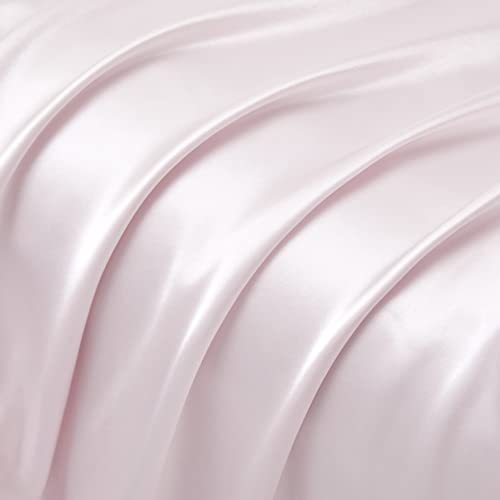 HommxJF Blush Pink Satin Pillowcase Standard Set of 2 with Envelope Closure,Blush Pink Silk Pillowcase for Hair and Skin (20x26)