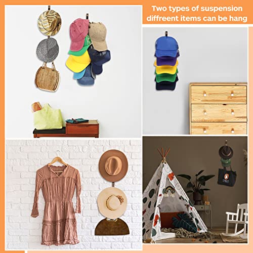 TRIRITE 3 Pack Wooden Wall Mount Baseball Caps Organizer Hanger, Wall Vertical Hat Racks for Closet Door Bedroom Entryroom Laundry