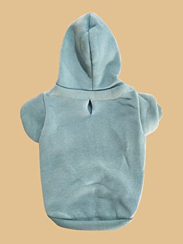 QWINEE Basic Dog Hoodie, Dog Warm Jacket, Cat Apparel, Dog Shirt, Dog Clothes for Puppy Kitten Small Medium Dogs Cats Cadet Blue XL