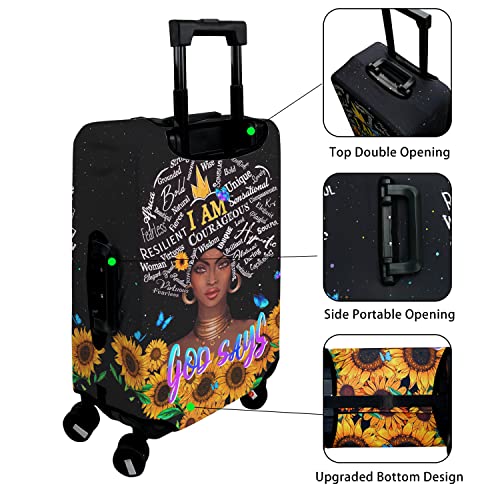 Luggage Cover Approved Cute Travel Suitcase Protector African American Elastic Washable Baggage Covers for 18-20 inch Girl Luggage(S)