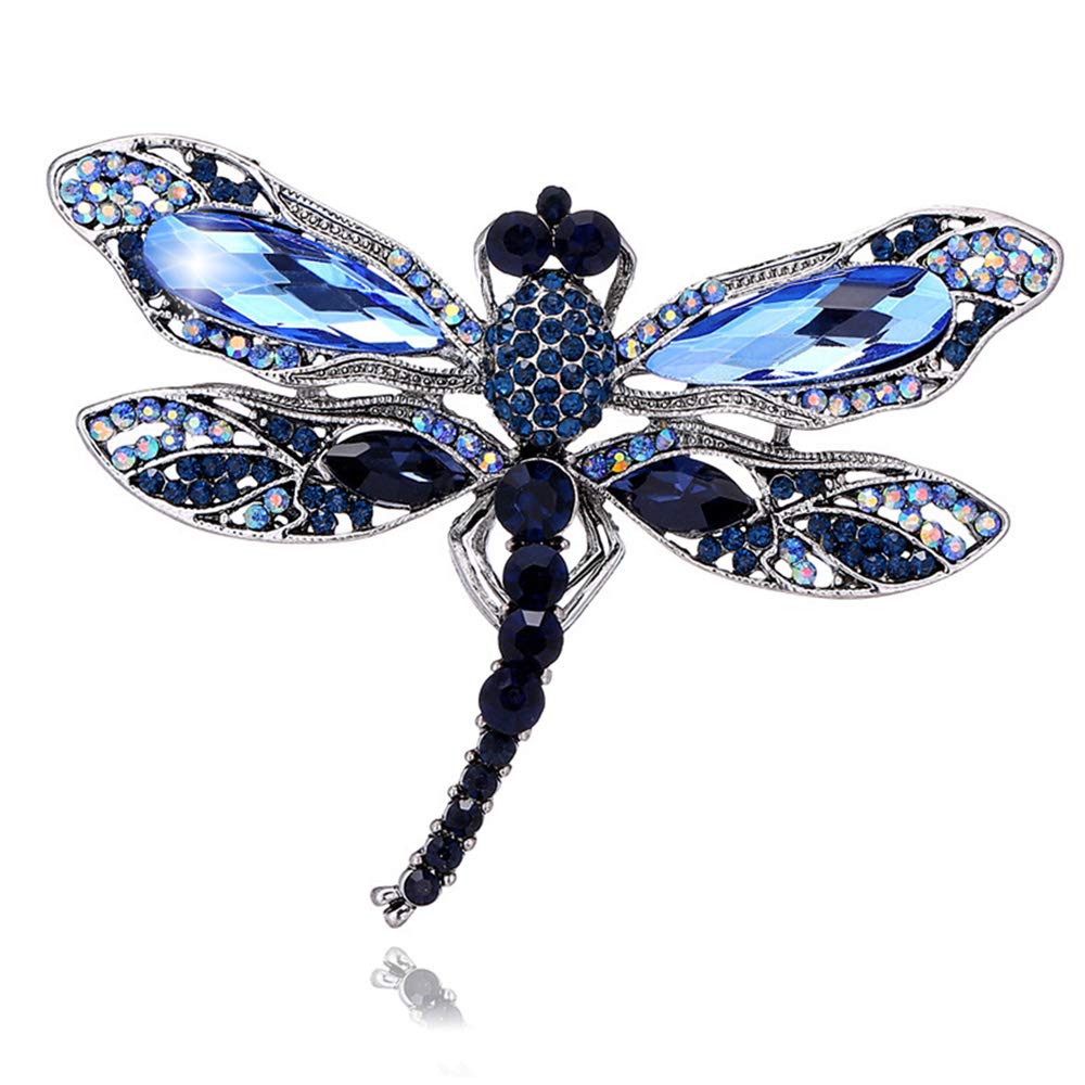 Dragonfly Brooch Rhinestone Crystal Brooch Animals Pin for Women Jewelry Outfits Decoration Blue