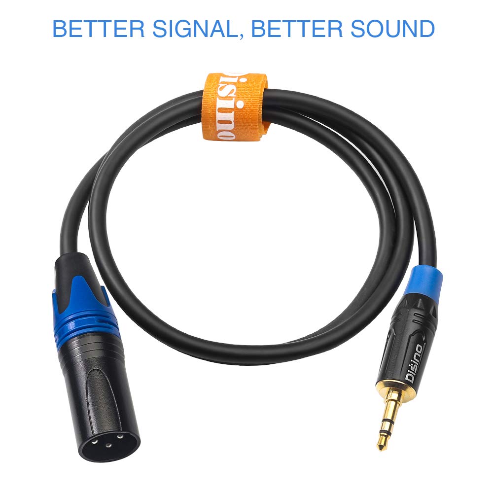 Disino 3.5mm to XLR Cable, Unbalanced 1/8 inch Mini Jack TRS Stereo Male to XLR Male Microphone Audio Cable - 3.3 FT