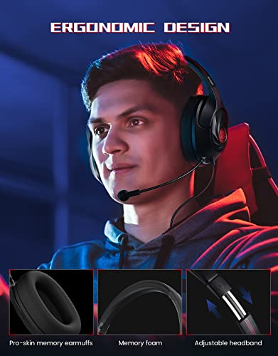 EKSA Ultralight USB Gaming Headset, Computer Headphones with AI Intelligent Noise Cancelling Microphone, 7.1 Surround Sound, Wired Headset for PC, PS4, PS5, Switch, Computer, Laptop