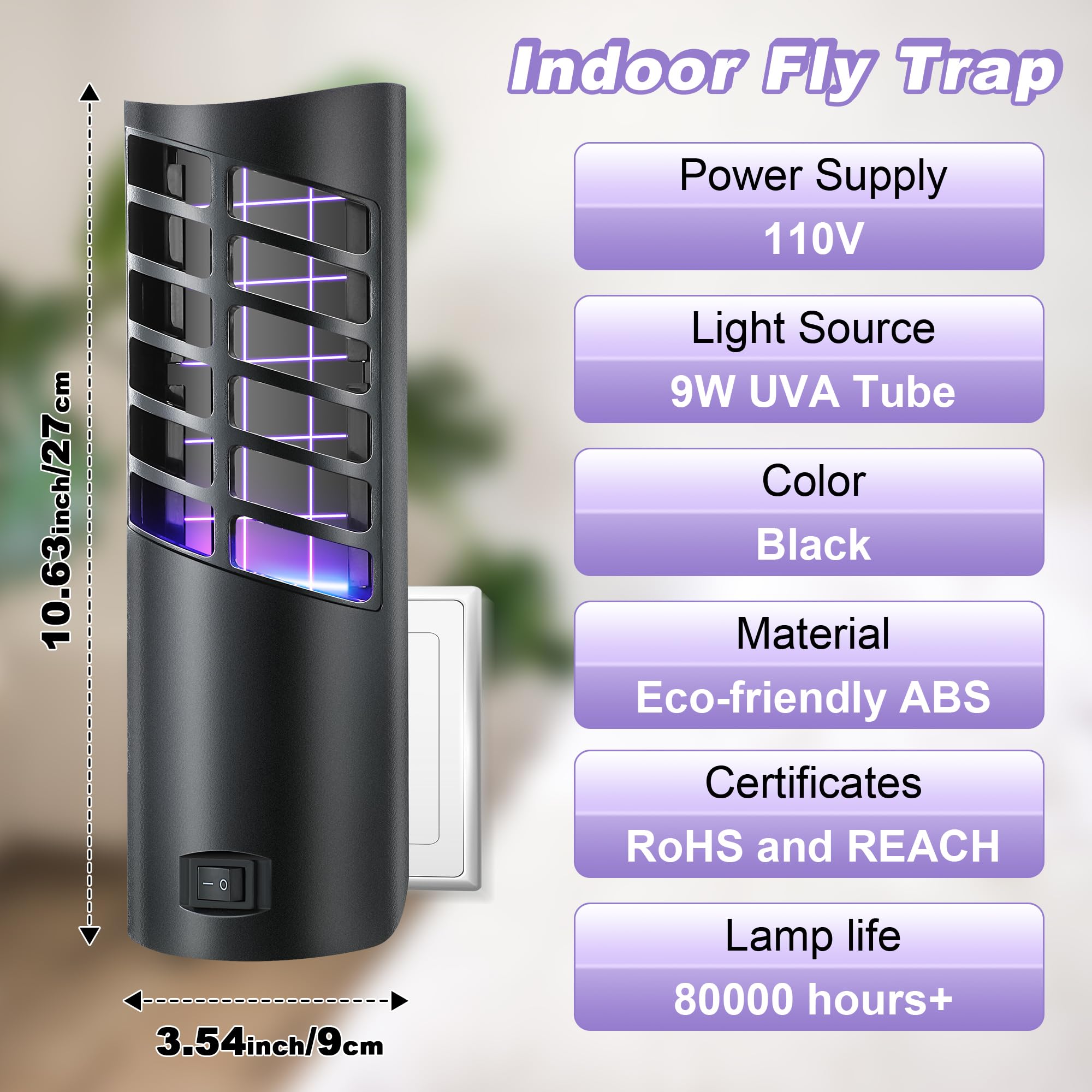 Qualirey Flying Insect Trap (1 Device 10 Sticky Boards), Fruit Fly Traps for Indoors with UV Light, Insect Zapper for Fruit Flies Mosquito, Indoor Fly Catcher for Home Office(2 Pack)