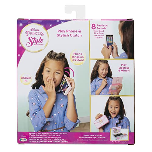 Disney Princess Style Collection Phone Includes 1 Play Phone, 1 Clutch Case, 1 Play Lip Gloss with Lid and 2 Play Credit Cards