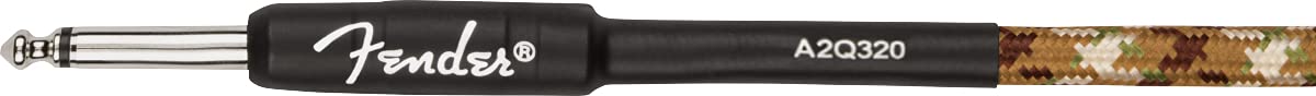 Fender 18.6-Foot Professional Instrument Cable, Straight-Angle, Black - 1 Pack