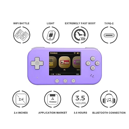Retro Games Handheld Game Console Support Linux System and Multiple Emulators Console 2.4 inch 240x320 IPS LCD Screen Buit-in 1000mAh Lithium Battery-Purple