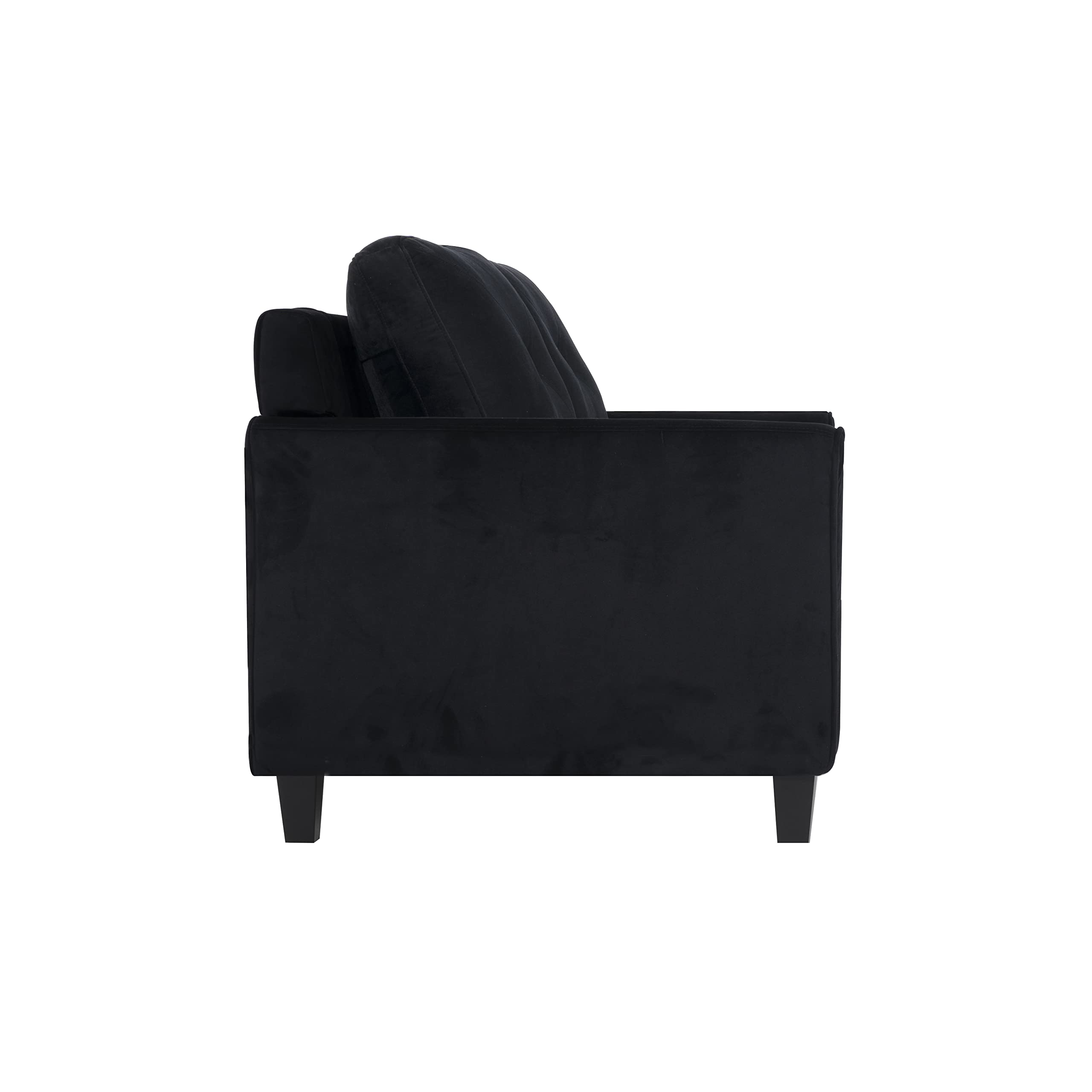 Naomi Home Black Button Tufted Sofa & Loveseat Set, Black Modern Microfiber Furniture for Small Spaces, Durable and Sturdy, Tool-Free Assembly, Affordable Living Room Sofa Cama, Stylish and Compact