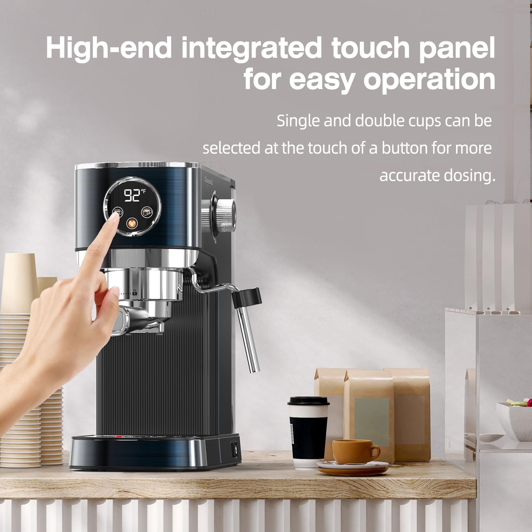 DRAGONBALL Espresso Machine 20 Bar,Espresso Maker With Milk Frother,Coffee Machine With Removable Water Tank, Automatic Espresso Machine For Home,Espresso Coffee Maker,Blue