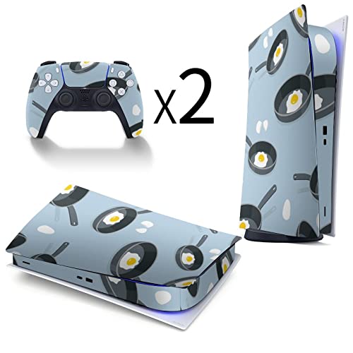 Fried Eggs Full Protective Skin Cover Design Wrap Decal Sticker Compatible with PS5 Digital Edition Console and Controller