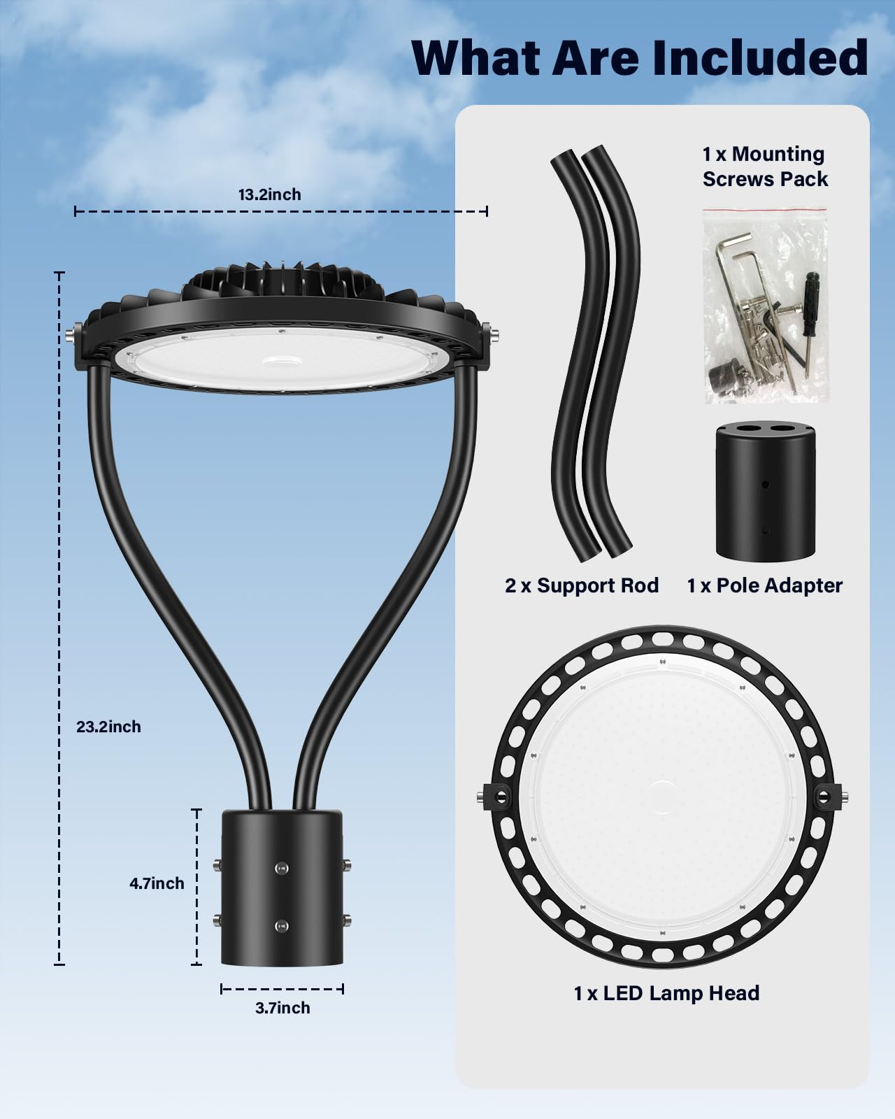 LED Post Top Light 150W, LED Circular Area Light 21000Lm 5000K LED Parking Lot Light, Outdoor Pole Lights Fixture for Garden Yard Street Lighting
