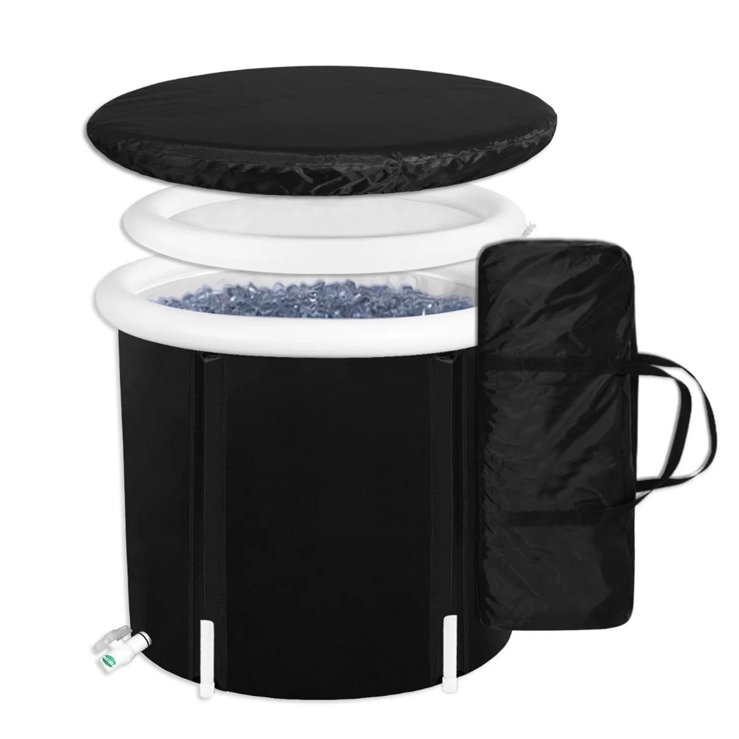 Large Ice Bath Tub for Athletes with Cover 85 Gallons Cold Plunge Tub for Recovery, Portable Ice Bath Plunge Pool Suitable for Family Gardens, Gyms, Arena and Cold Water Therapy Training, Black