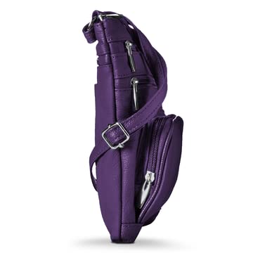 Finstores Women's Designer Multipurpose Soft Leather Handbags With Adjustable Shoulder Strap With Wallet And Multiple Pocket Purse_Purple