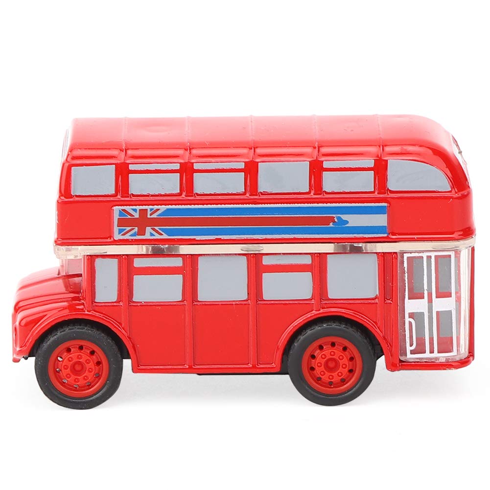 Drfeify Cartoon Bus Alloy Car Toy, 3 Colors, Highly Simulation Children Kid Pull Back Vehicle Toy Model(Travel Bus red)