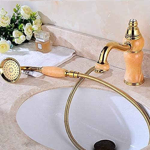 Kitchen & Bath Fixtures Taps Faucet,Golden Pull Faucet Basin Split Basin Faucet Bathroom Cabinet Three Holes Hot and Cold Three-Piece,Bathroom Basin Faucet
