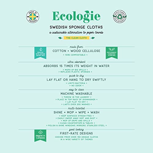 Ecologie Swedish Sponge Reusable Dishcloth, Bali Blue 2 Count