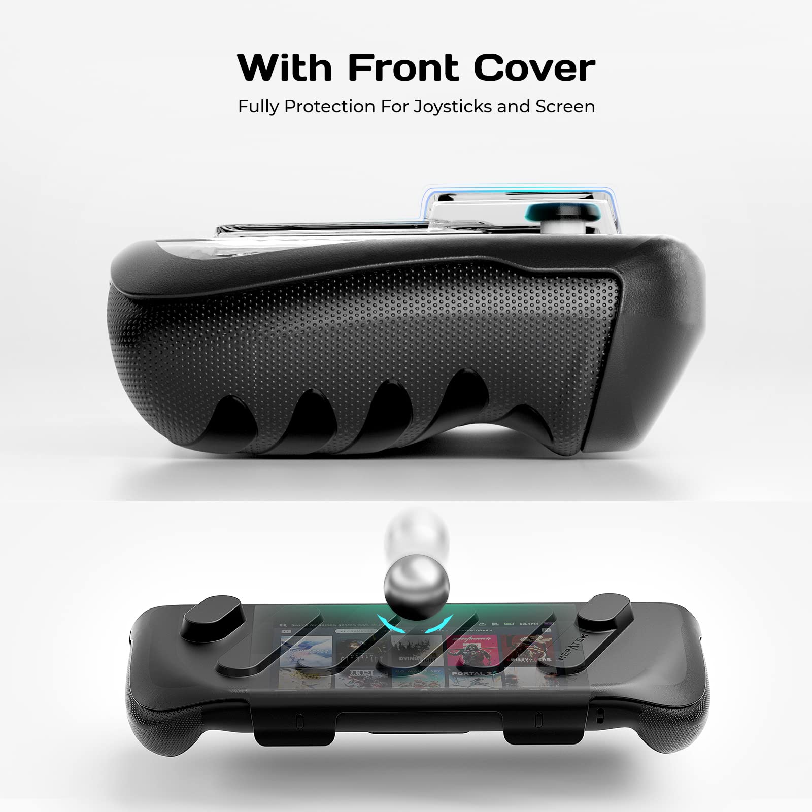 Full Protective Case for Steam Deck: Kickstand Case for Steam Deck- TPU Modcase with Front Cover Case, 3 in 1 Valve Steam Deck Accessories with Shock-Absorption, Non-Slip&Anti-Scratch Design