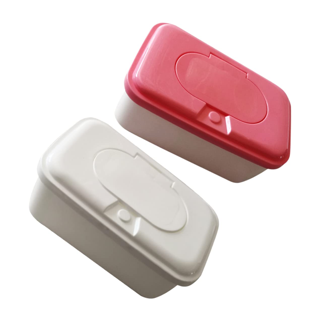 Hohopeti 2 Pcs Wipes Dispenser Wipe Holder with Lid Box Case Keeps Wipes Fresh Refillable Wipes Container for Baby and Adult Use Bathroom and Travel Wipe Holder
