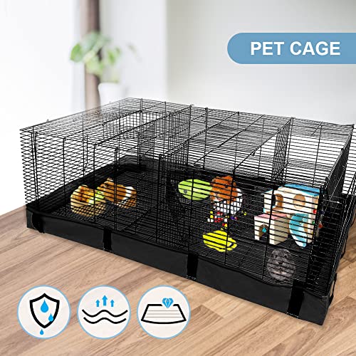 LINGSFIRE Guinea Pig Cage Liners, Reusable Guinea Pig Bedding Accessories Oxford Cloth Bottom Reusable Cage Liners for Guinea Pigs Rabbits, 47 x 24 x 3.5 inches(Black)