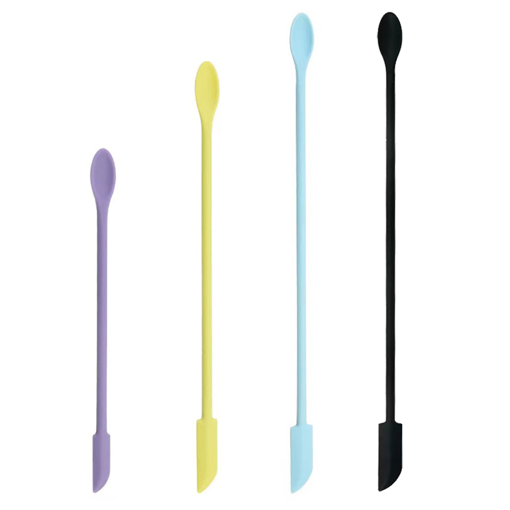 Fracoda Makeup Spatula, Mini Spatula Silicone Set - 4 Pcs Cosmetic Spatula, Reusable Long Beauty Spatula to Get Last of Makeup Out, Thin Jar Spatula Last Drop for Lotion Bottle and Condiment Bottle