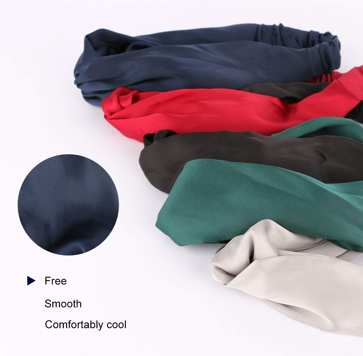 driew Satin Headband, Silk Headbands for Women Pack of 5