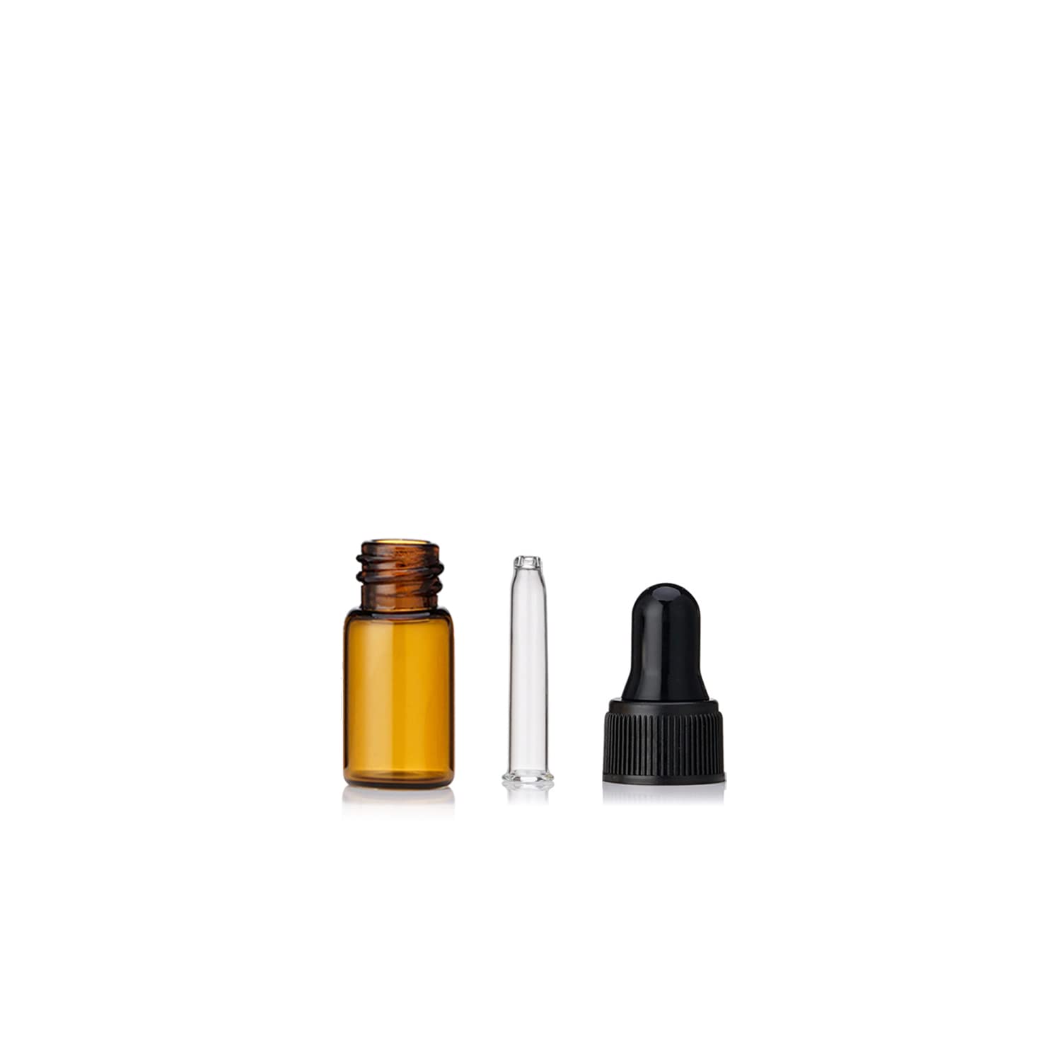 Kaguyouk 20Pcs 1ml Glass Dropper Bottle Mini Dropper Bottle Amber Sample Bottle Filling with Essence Perfume Essential Oil Sample Container with 2 Funnels and 2 Droppers