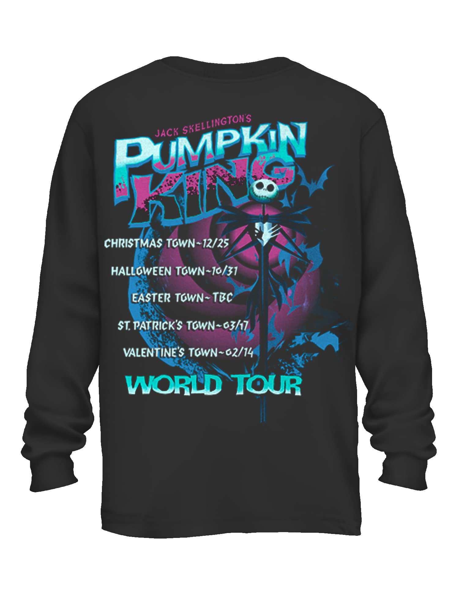 Disney Nightmare Before Christmas Jack Skellington World Tour Longsleeve T-Shirt(3XL, LS Black)
