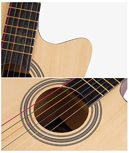 Guitar Kit, String Instrument Electronic Guitar Acoustic Guitar Beginner Classical Guitar Student Practice Travel Musical Instruments 41 Inches Fingerstyle Metal String Solid Wood (Color : Black, Si