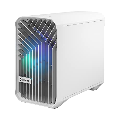 Fractal Design Torrent Nano RGB White - Clear Tint Tempered Glass Side Panel - Open Grille for Maximum air Intake - 180mm RGB PWM Fan Included - Type C - mITX Airflow Mini Tower PC Gaming Case