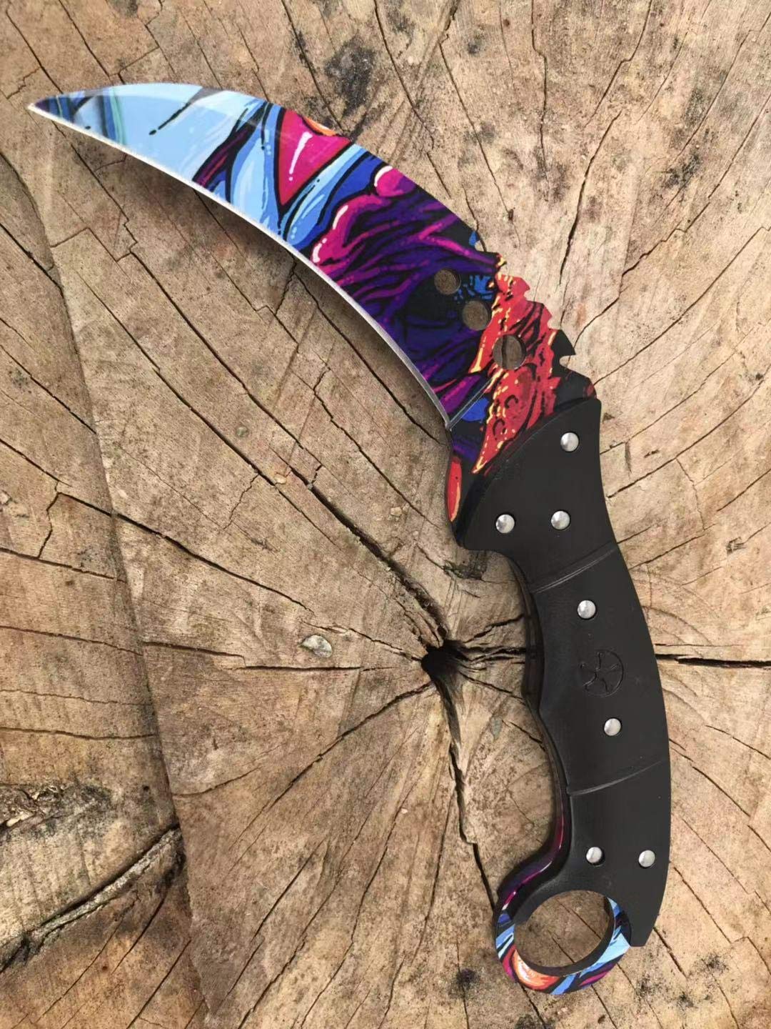 Dashiki-Style New CS GO Claw Knife Pocket Knives with Sheath for Outdoor Activities Hunting Camping Self-Defense Survival in The Wild(Random Texture)
