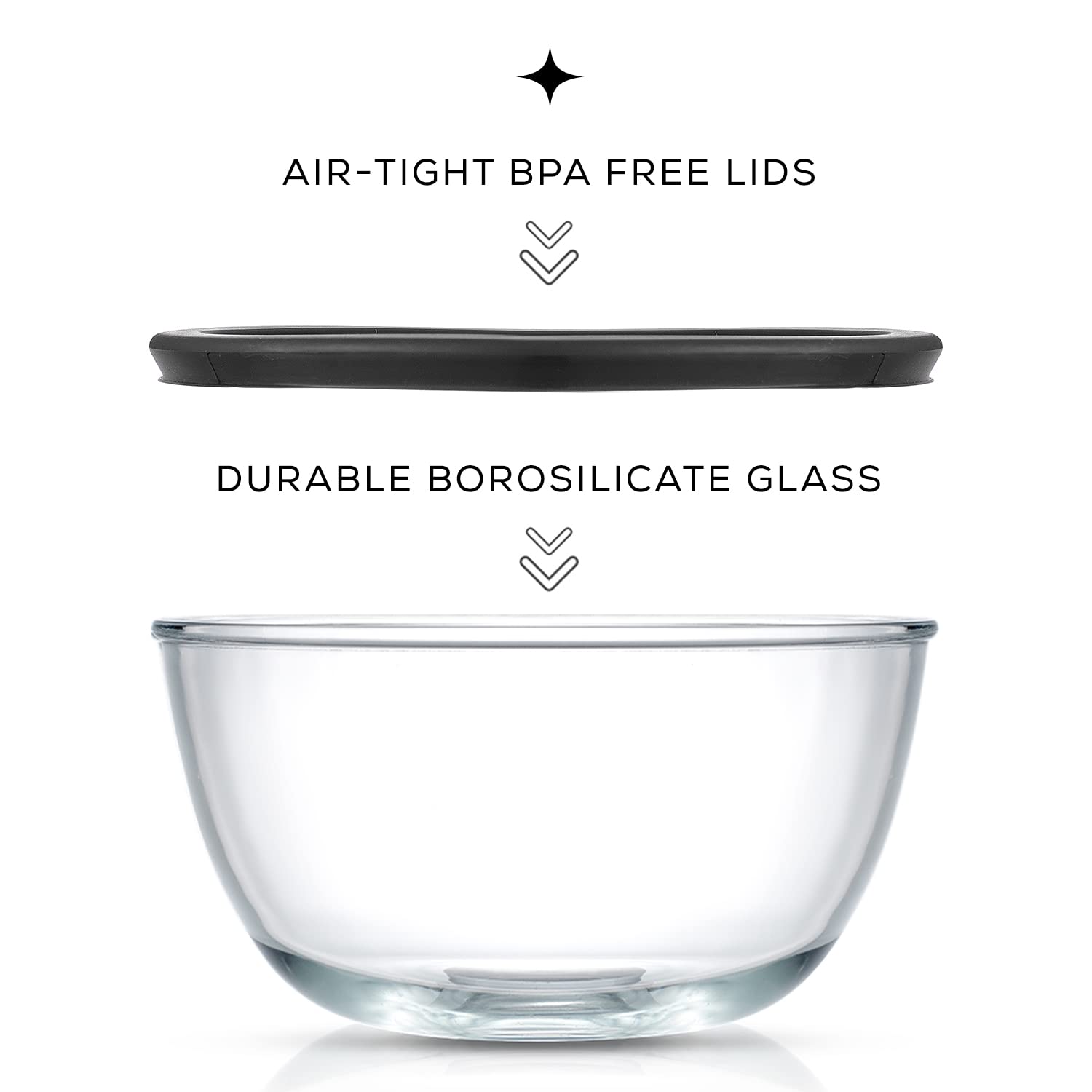 JoyJolt Kitchen Mixing Bowls - 8pc Glass Bowls with Lids Set β Neat Nesting Bowls - Large Mixing Bowl Set Batter Bowl - Cooking Bowls - Storage Bowls with Lids and Big Salad Bowl with BPA-Free Lids