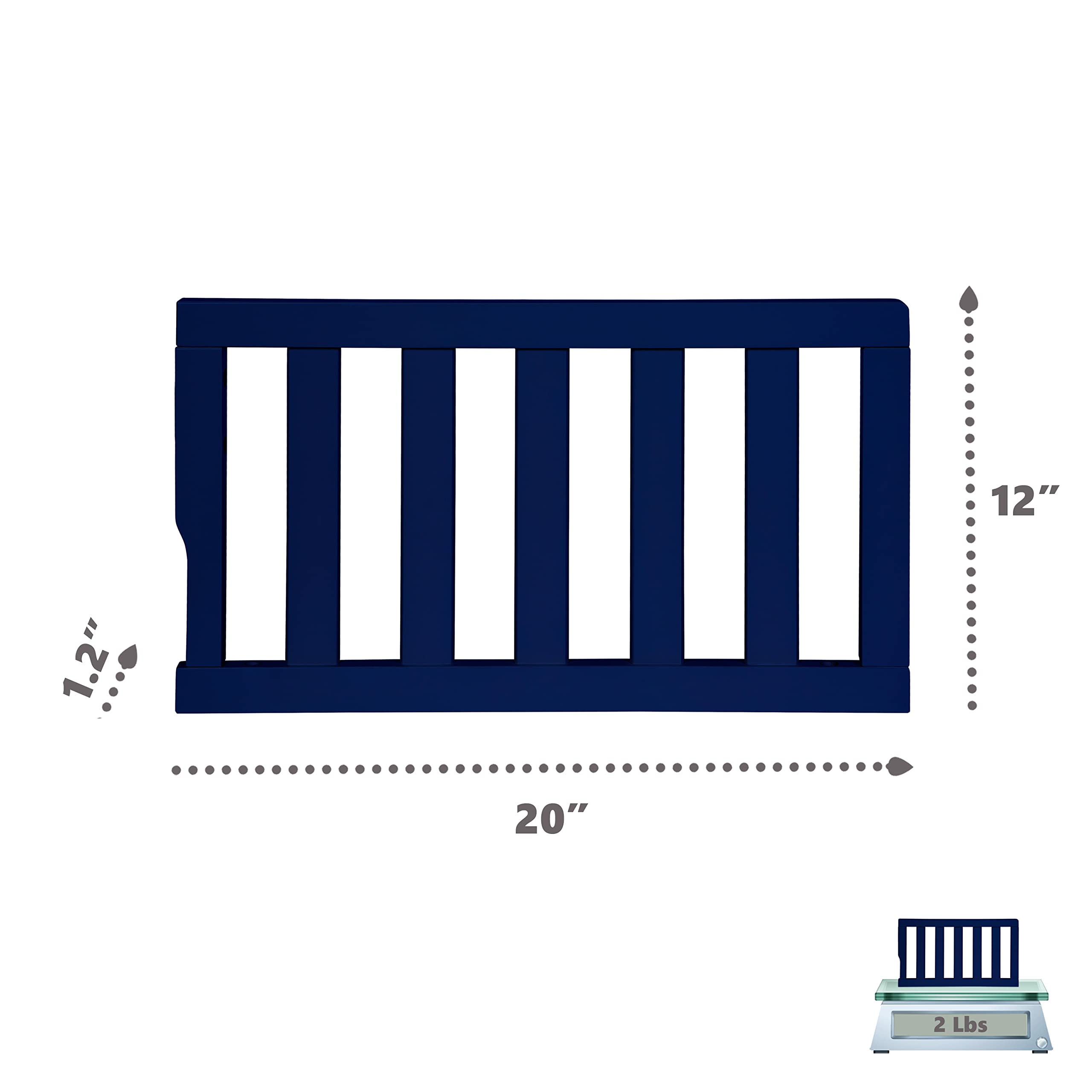 Dream On Me Convertible Crib Toddler Guard Rail in Royal Blue, Converts Cribs to Toddler Beds, Solid Wood Construction