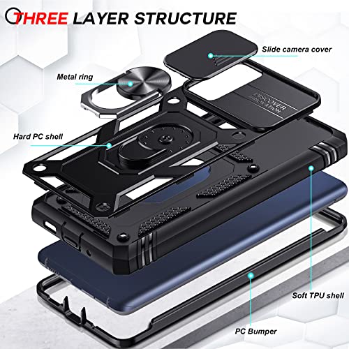LeYi for Samsung Galaxy S20 FE 5G Case with Slide Camera Cover + [2 Packs] Tempered Glass Screen Protector, Military-Grade Phone Case with Kickstand, Black [NOT FIT S20]