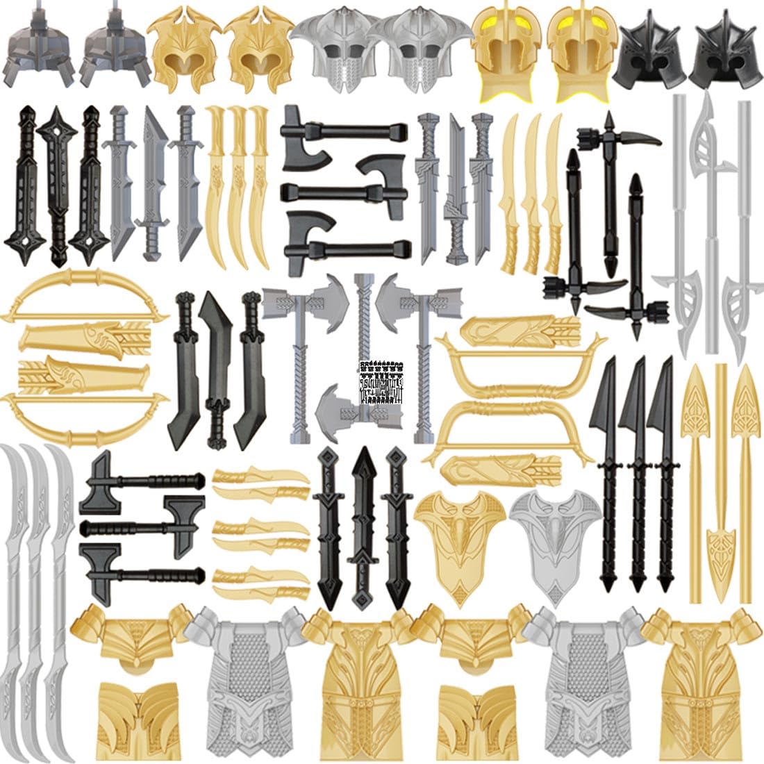 FUNDE Weapons & Armor Pack, Medieval Ancient Military Weapons Armor Helmets Accessories Kit - 81Pcs - CT44