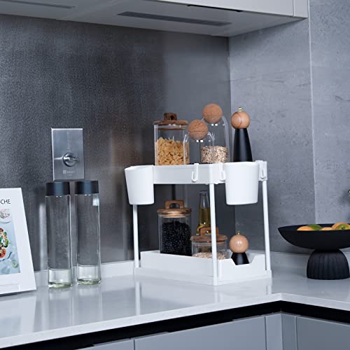 Under Sink Organizers and Storage,2 Pack Under Sink Organizer 2 Tier Under Cabinet Storage Bathroom Cabinet Organizer Bathroom Organizer Under Sink