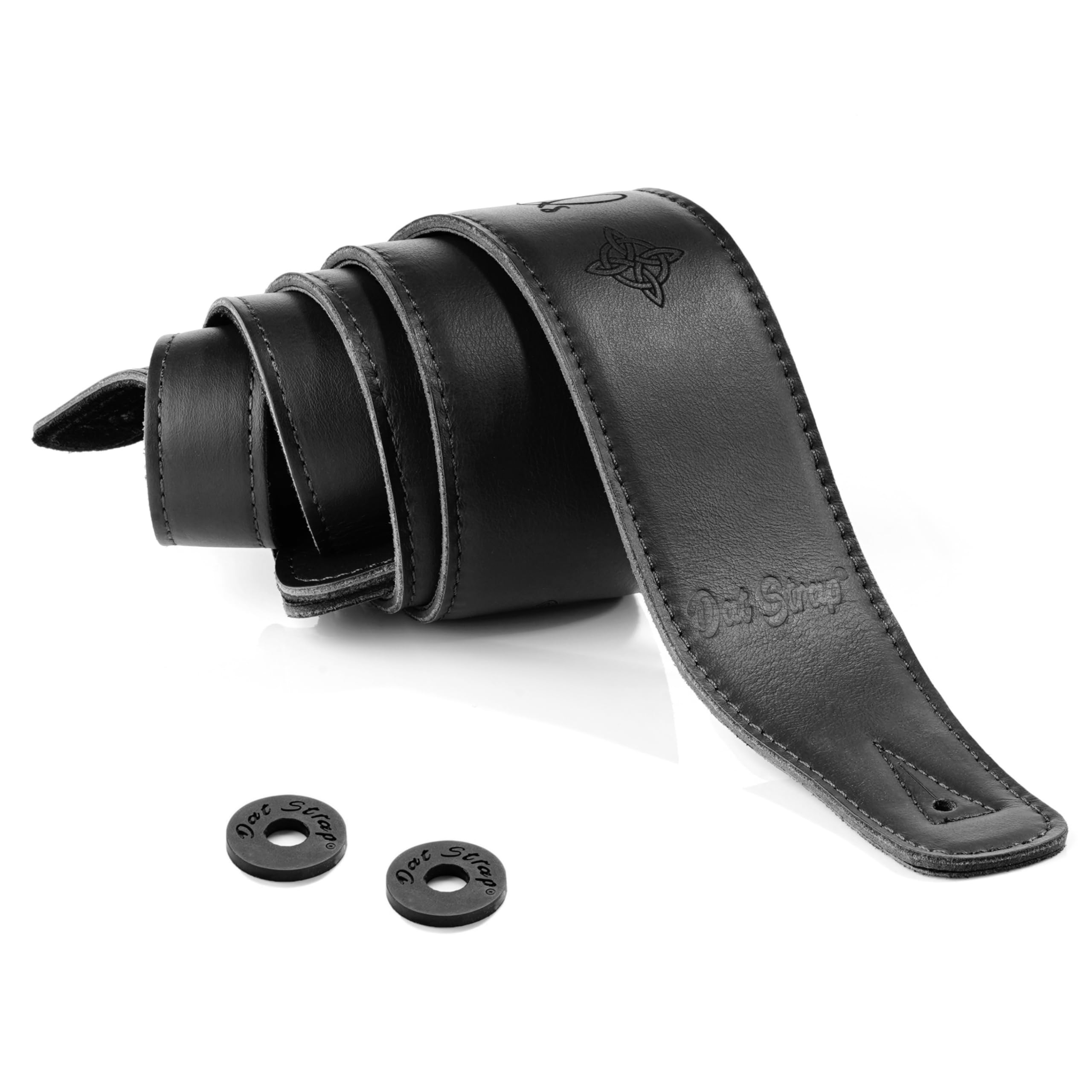 Dat Strap Black Leather Guitar Strap 100% Handmade Adjustable Real Leather | Padded Layer for Comfort | for Electric, Acoustic, Bass and Classical Guitar