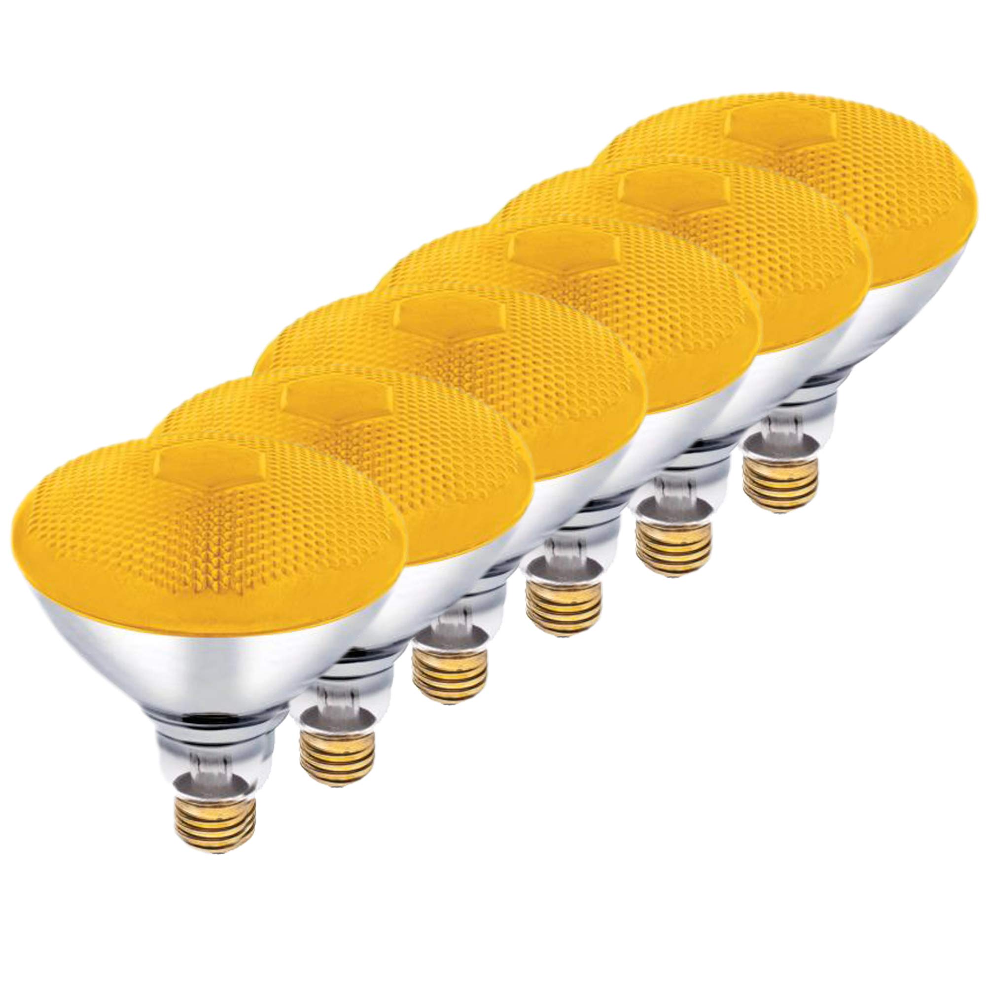 Dysmio Lighting 100 Watt BR38 Incandescent Flood Light Bulb Yellow Bug Light, 6 Pack