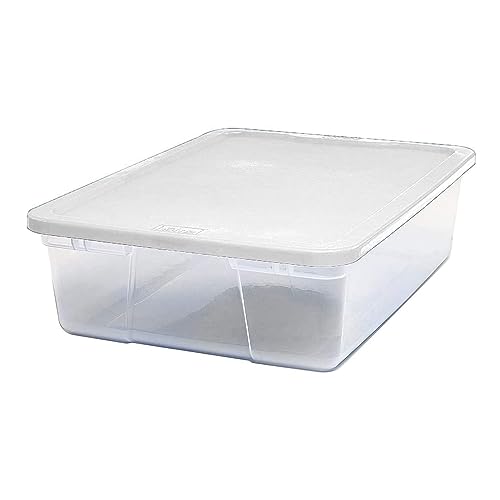 HOMZ 28 Quart Snaplock Clear Plastic Storage Tote Container Bin with Secure Lid and Handles for Home and Office Organization, (4 Pack)
