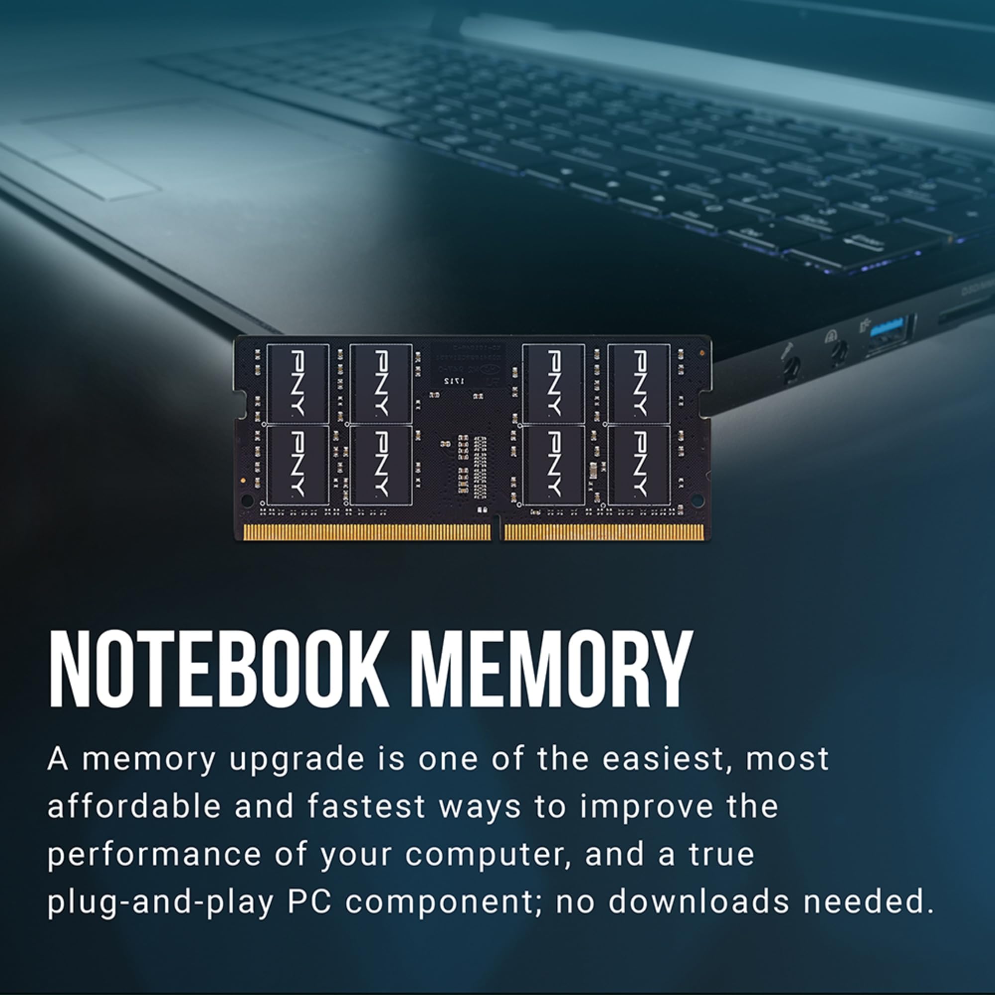 PNY Performance 8GB DDR4 DRAM 3200MHz (PC4-25600) CL22 (Compatible with 2933MHz, 2666MHz, 2400MHz or 2133MHz) 1.2V Notebook/Laptop (SODIMM) Computer Memory Kit – MN8GSD43200-TB