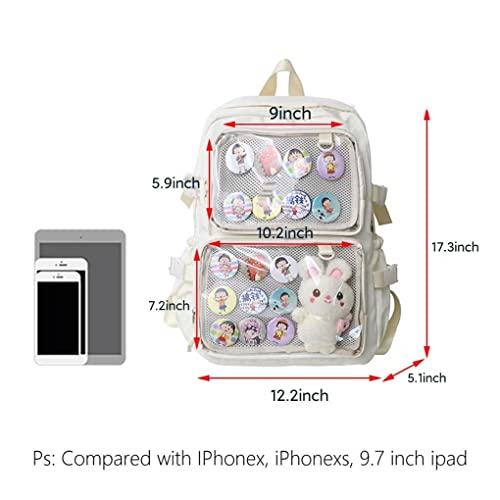 Kawaii Backpack Cute Ita Bag Large School Pink Ita Backpack for Pin Display Women Girl (Black)