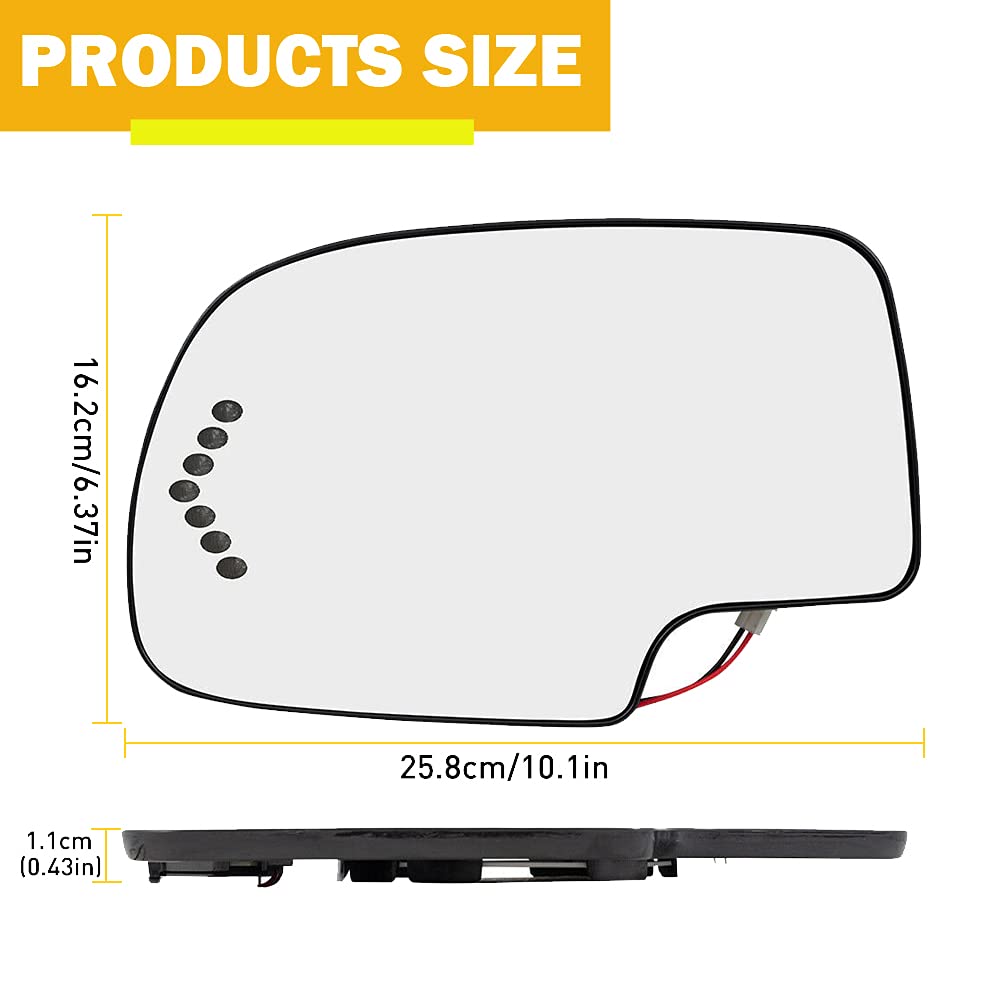Driver Left Side Heated Mirror Compatible with 2011-2014 Ford F150 Blind Spot Mirror Glass - Side Rearview Convex Mirror w/backing Holder - Replace# BL3Z-17K707-E