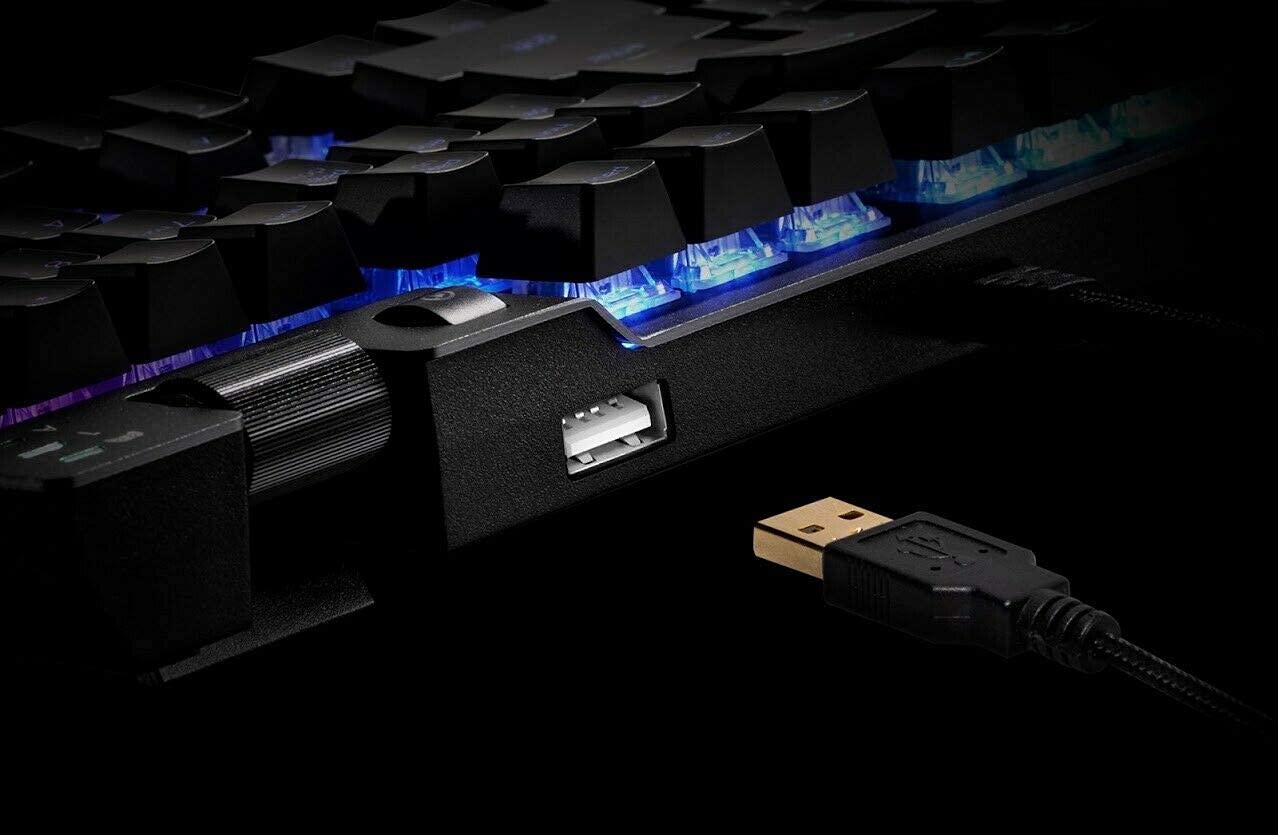 XPG Summoner Mechanical RGB Gaming Keyboard: Cherry MX Red Linear Switches - Sandblasted Aluminum Frame - USB Passthrough - Mechanical Scroll Wheel - Included Wrist Rest - Black