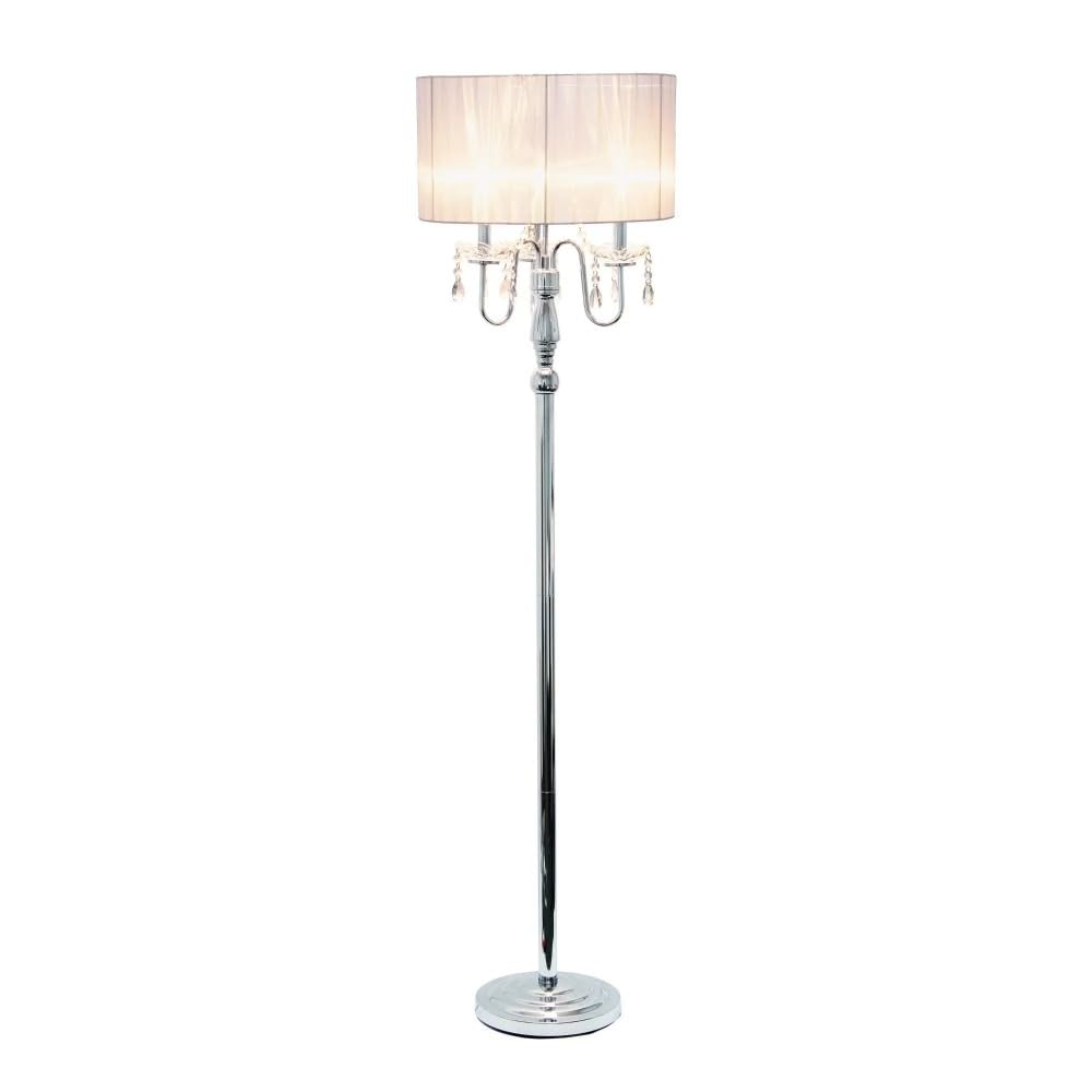 EAUSO Crystal Drop Floor Lamp,Elegant Designs Trendy Romantic Sheer Shade Floor Lamp With Hanging Crystals,create A Romantic Atmosphere In A Living Room Or Office,Great Fit For Any Room,fresh Decorati