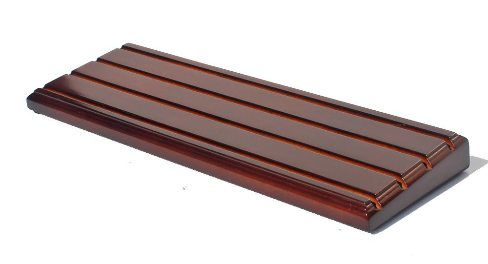 DisplayGifts Challenge Coin Display Stand 4 Row Wooden Holder Rack Case Holds 28 Coins Walnut Finish