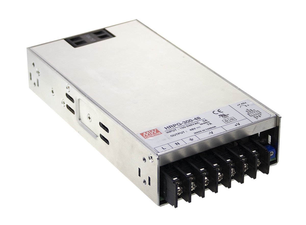 Mean Well HRP-300-24 Enclosed Switching AC-to-DC Power Supply, Single Output, 24V, 0-14A, 336W, 1.6" H x 4.1" W x 7.7" L