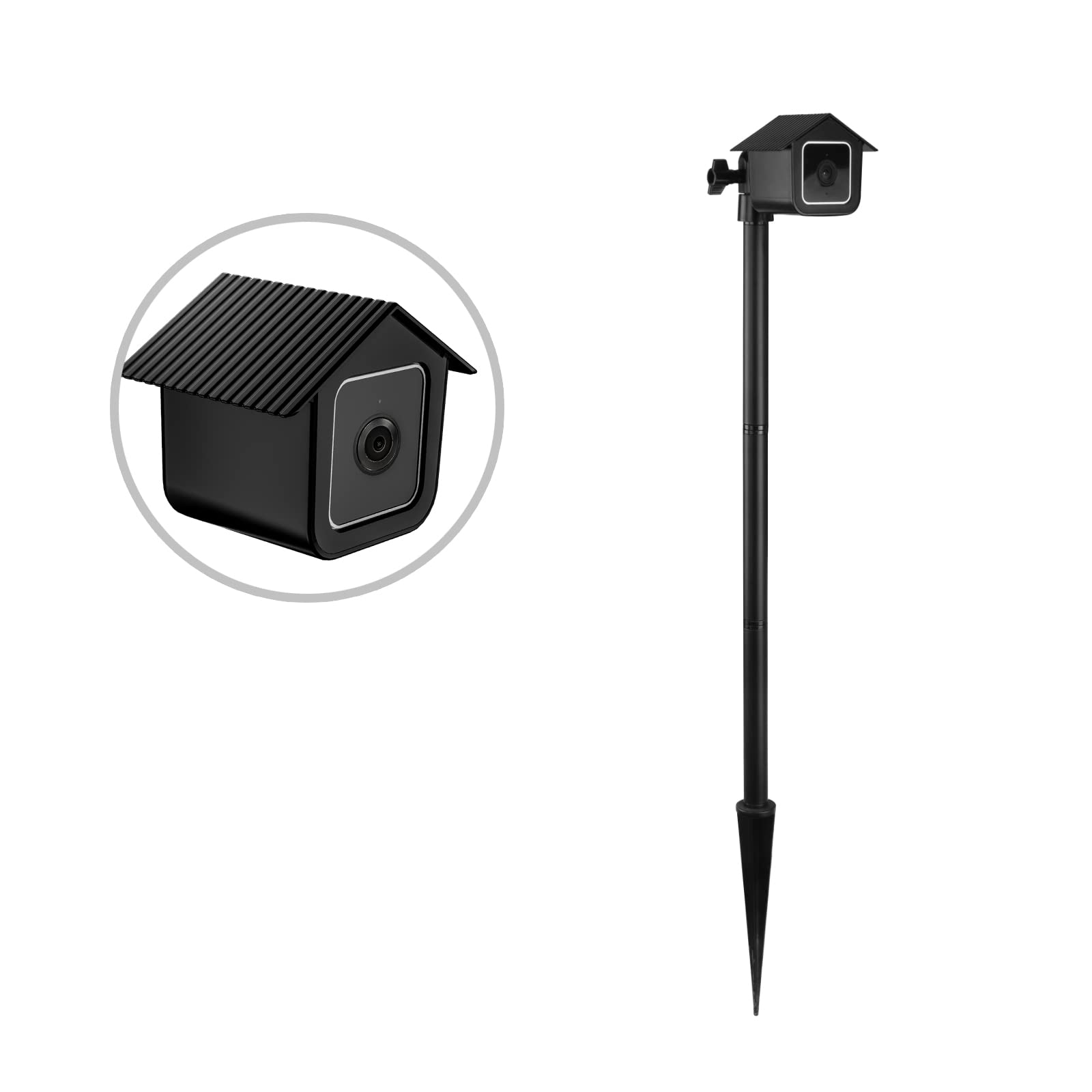 Holicfun Adjustable Ground Stake Mount with Weatherproof Cover for Wyze Cam v3 and Wyze Cam v3 Pro Camera, Black