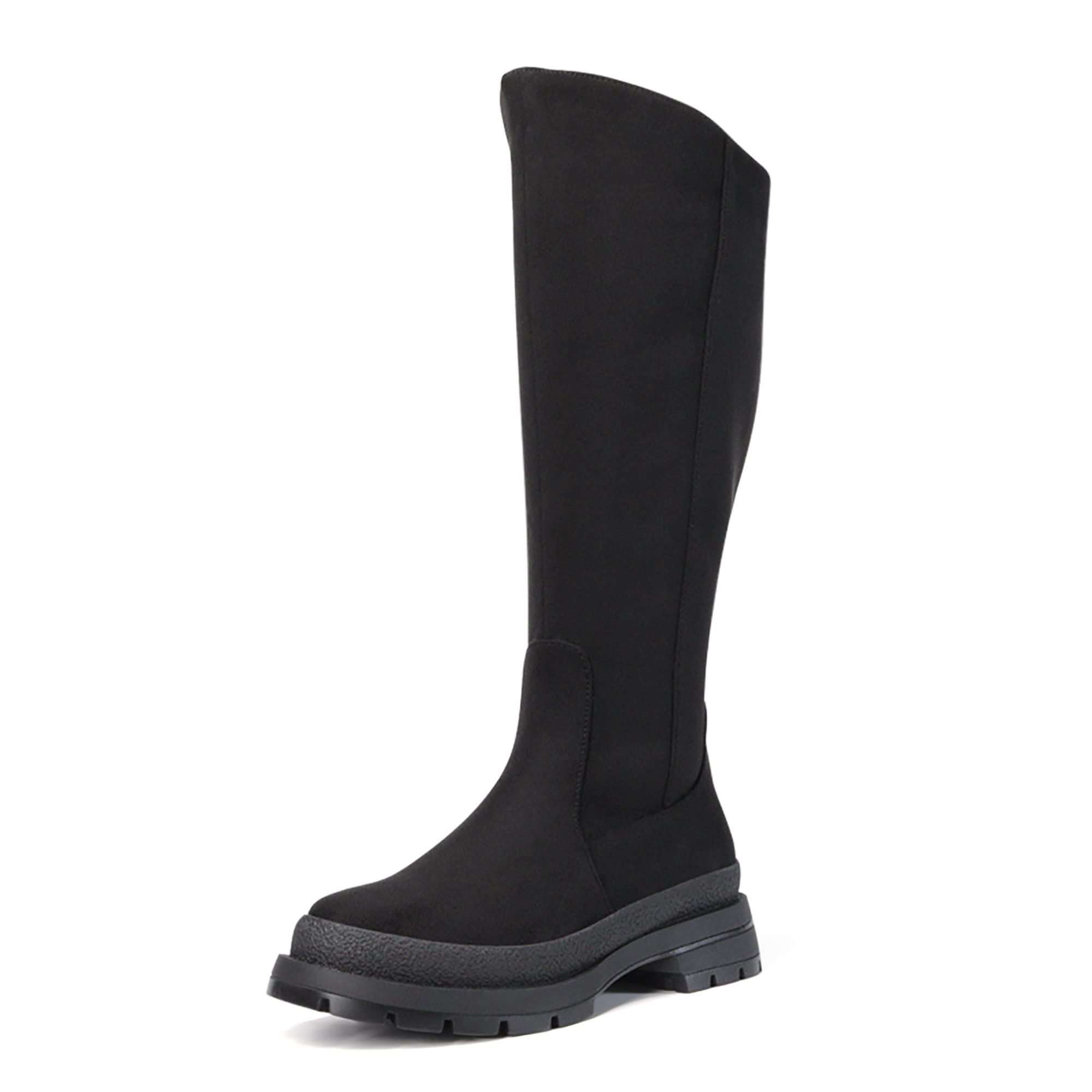 DREAM PAIRS Boots For Women Knee High, Chunky Platform Side Zip Lug Sole Boots For Women Black/suede, Size 8.5 Sdkb2210w Mesmerize