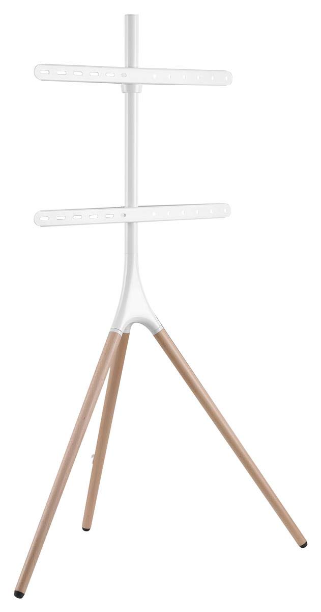 Displays2go 43" - 65" Artistic Tripod TV Mount, 180° Swivel – White/Walnut (ARTTV65W)